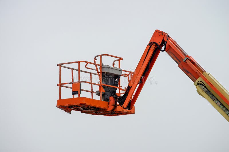 Elevated Platform Orchard Picking Stock Photo - Image of plastic ...