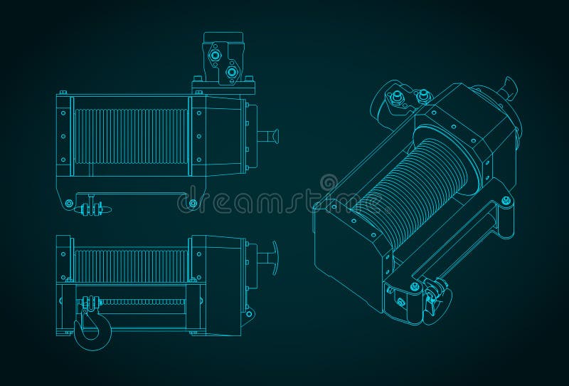 Hydraulic Winch Blueprints Illustration Stock Illustration ...