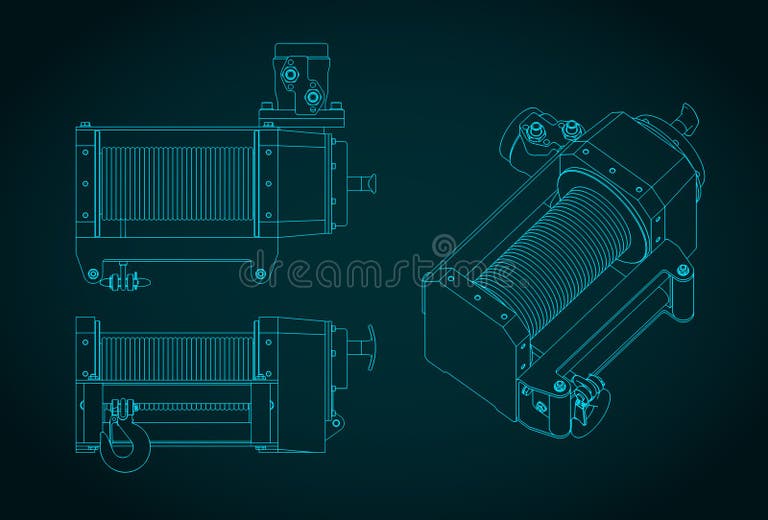 Hydraulic Winch Blueprints Illustration Stock Illustration ...