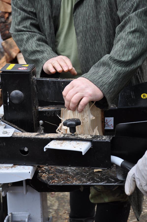 Hydraulic wood cutter stock photo. Image of work, lumber - 17905362