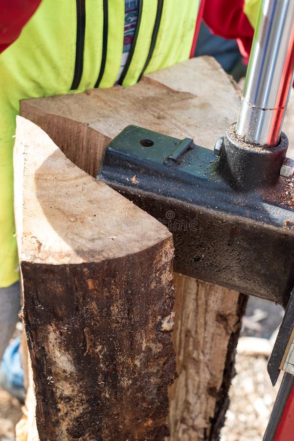 Hydraulic wood cutter stock photo. Image of work, lumber - 17905362