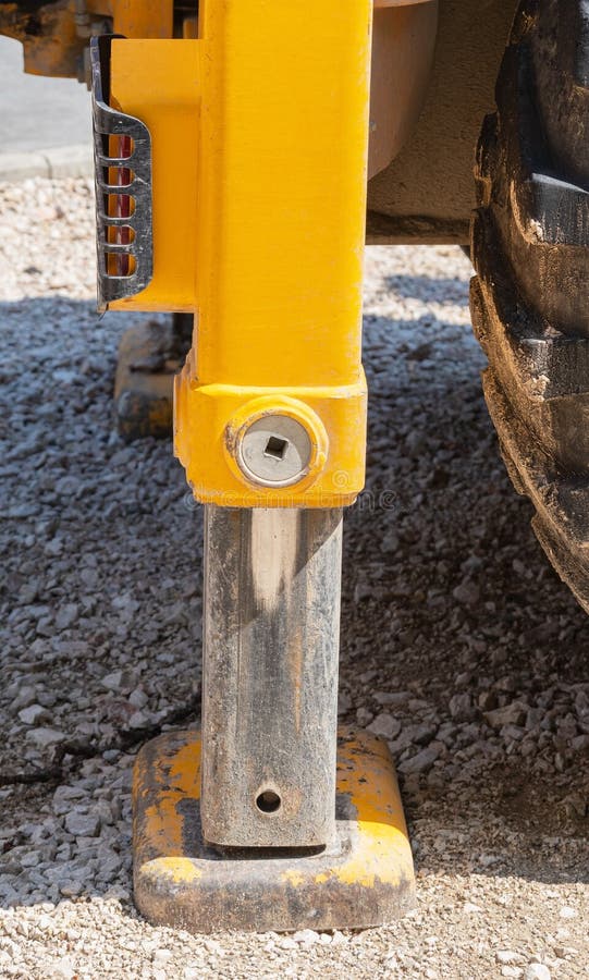 Hydraulics Crane Support. Small Crane Truck with Outriggers on a ...