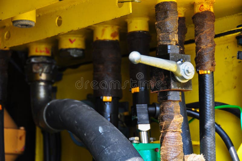 Hydraulics Equipment, Hydraulics System in Industry or Hard Work Stock ...