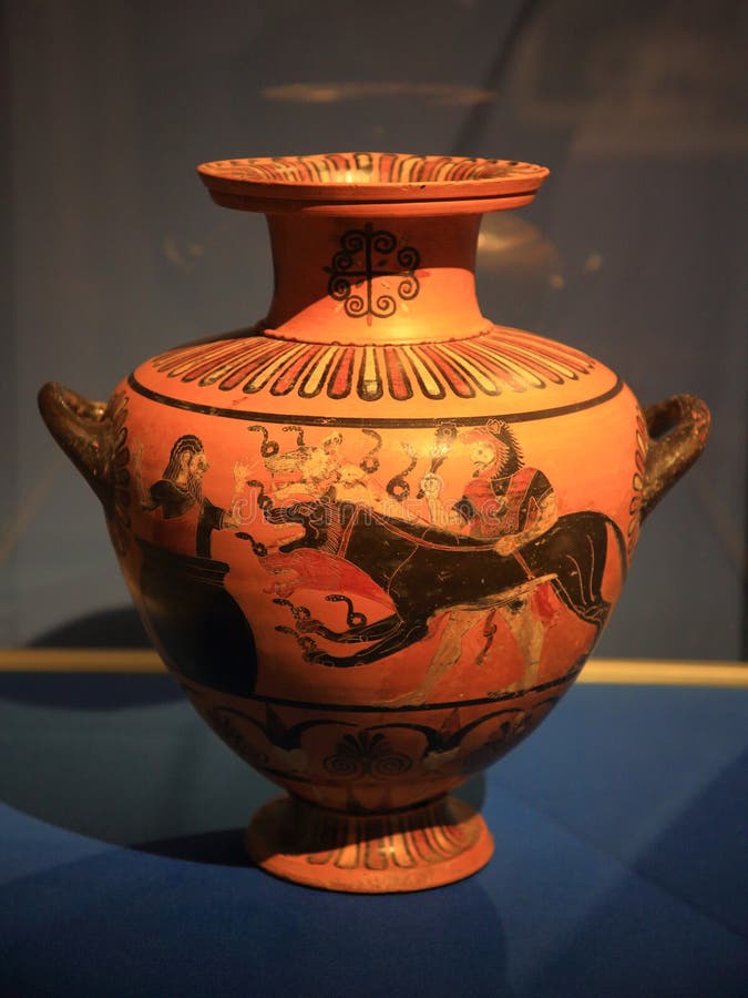 Hydria: Hercules with Cerberus and Eurystheus. Clay. Etruria. 520 BC ...