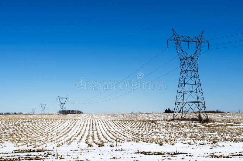 Hydro Corridor in Winter stock photo. Image of outdoors - 185716826