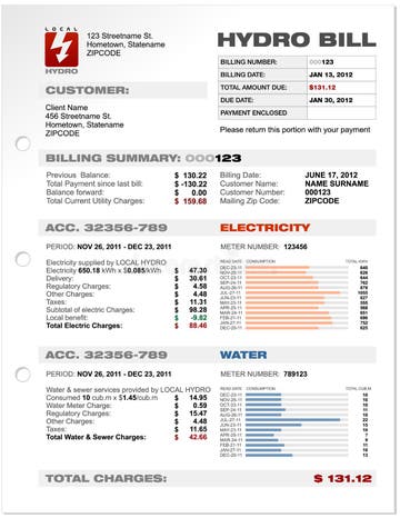 Hydro Electricity Utilities Bill Stock Vector - Illustration of modern ...