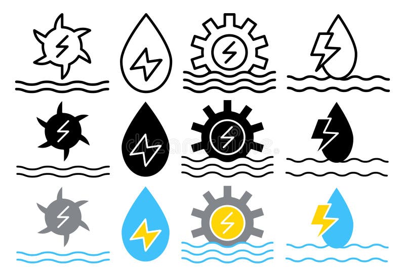 Hydro power icon vector stock vector. Illustration of station - 348102264