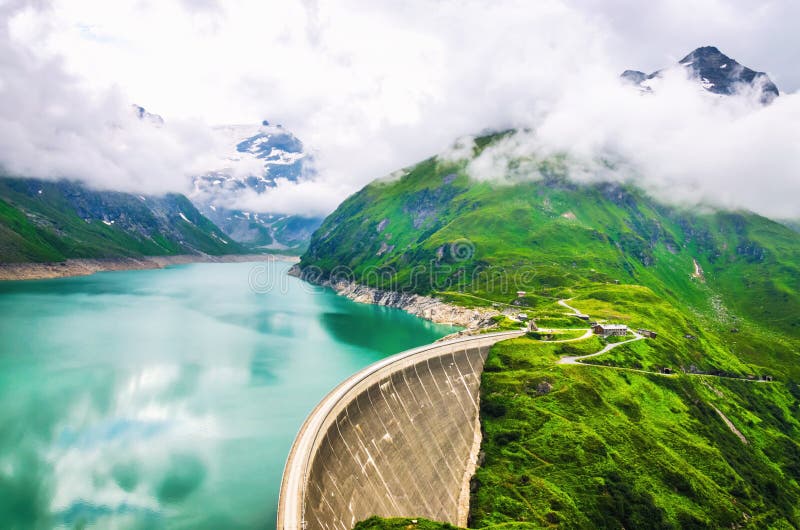 Hydro Power Station at High Mountains at Beautiful Green Environment ...