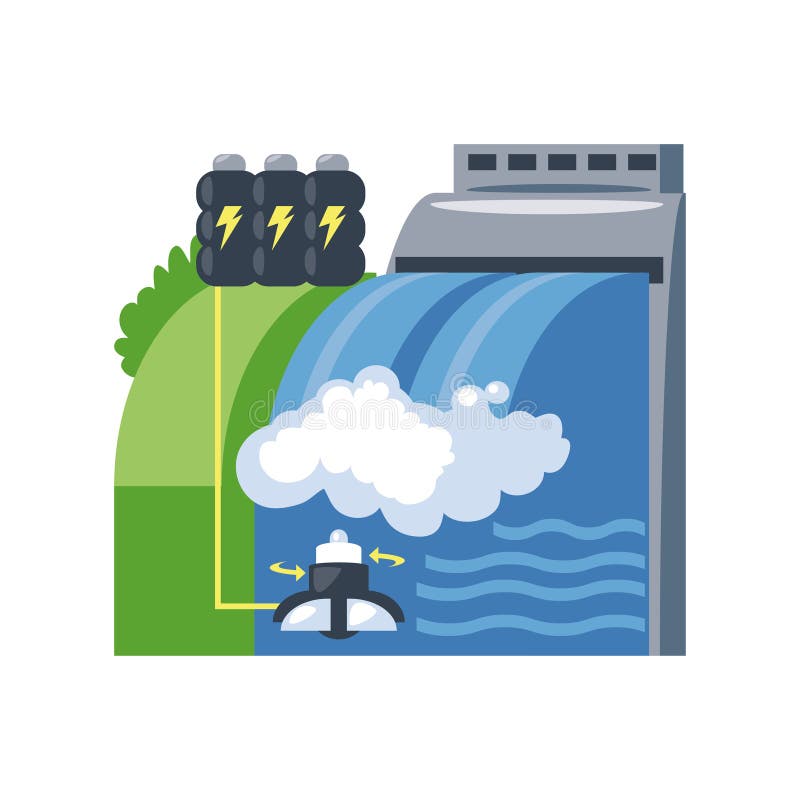 Hydro Renewable Energy Generator Stock Vector - Illustration of ...