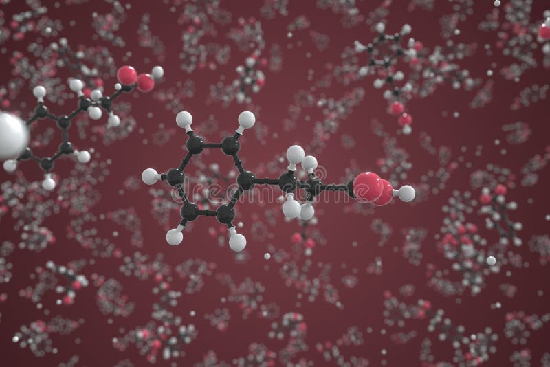 Hydrocinnamic Acid Molecule, Isolated Molecular Model. 3D Rendering ...