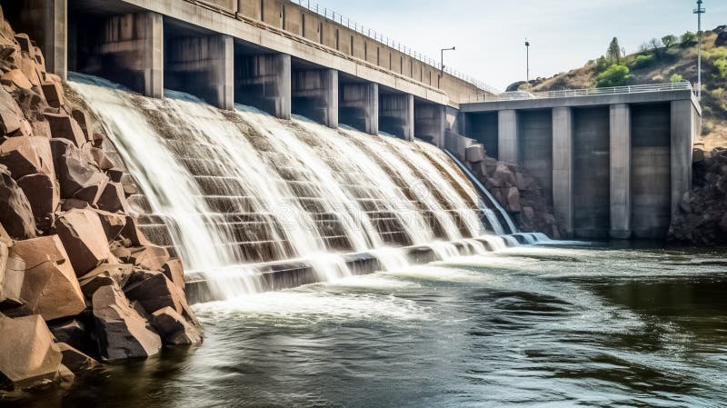 Hydroelectric Dam or Hydro Power Station with Cascading Water. Stock ...