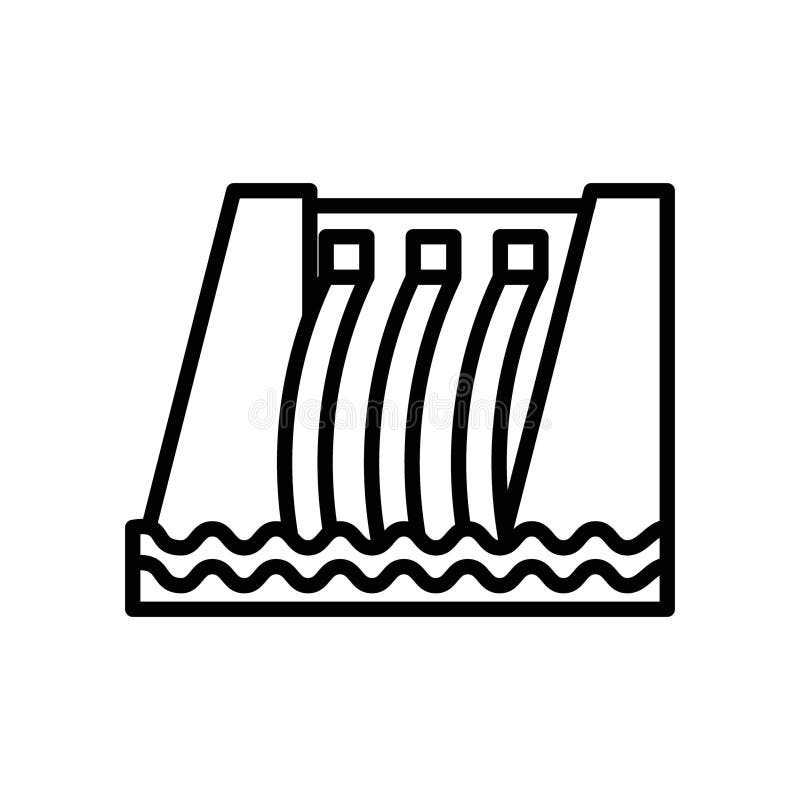Hydroelectric Dam Linear Logo Mark in Black and White Stock Vector ...