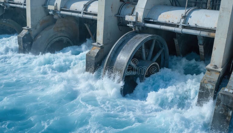 Hydroelectric Dam Power Generation Process Involves Massive Turbines ...