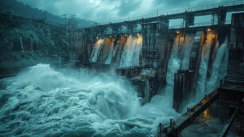 Hydroelectric Dam Power.Harnessing Nature Stock Illustration ...