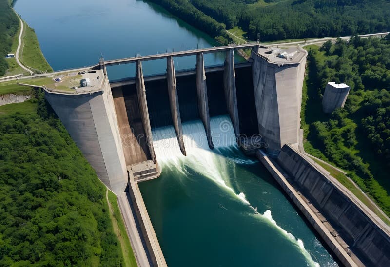 Hydroelectric Dam on a River. Stock Image - Image of turbine, landscape ...