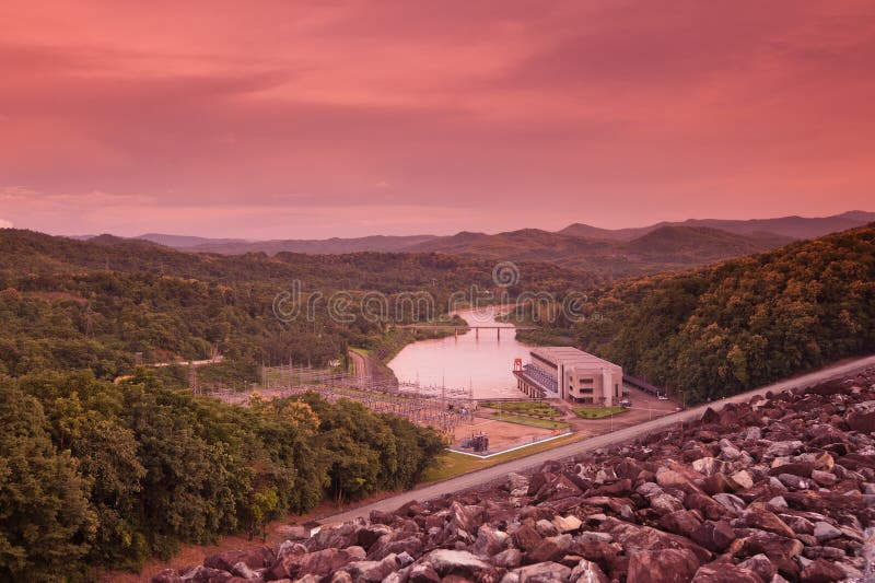Hydroelectric Dam at Sunset. Stock Image - Image of mountain, built ...