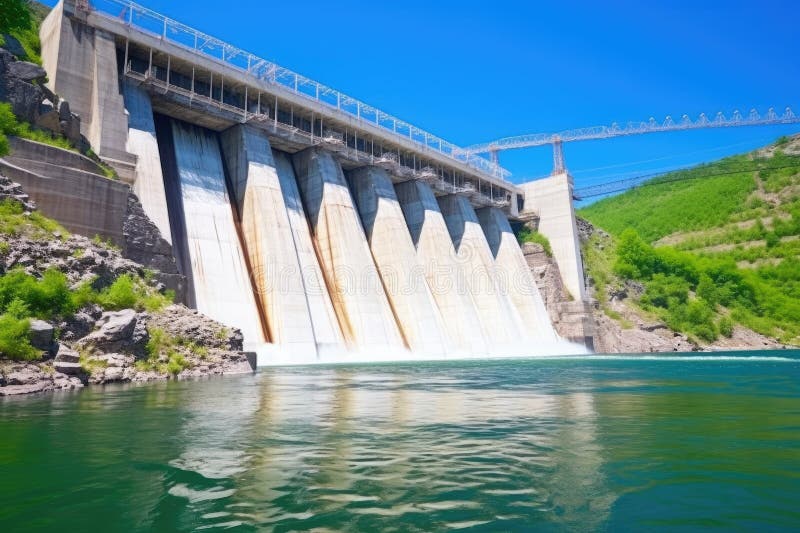 A Hydroelectric Dam Viewed from Downstream Stock Image - Image of ...
