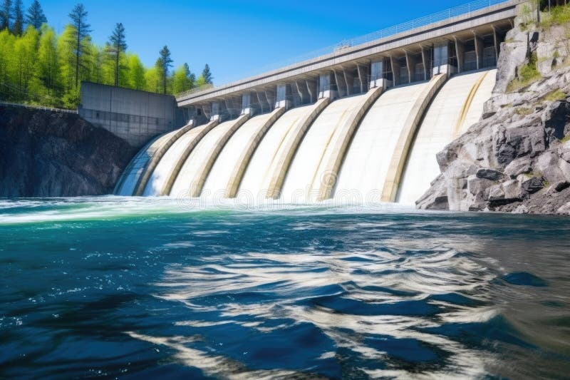 A Hydroelectric Dam Viewed from Downstream Stock Image - Image of ...