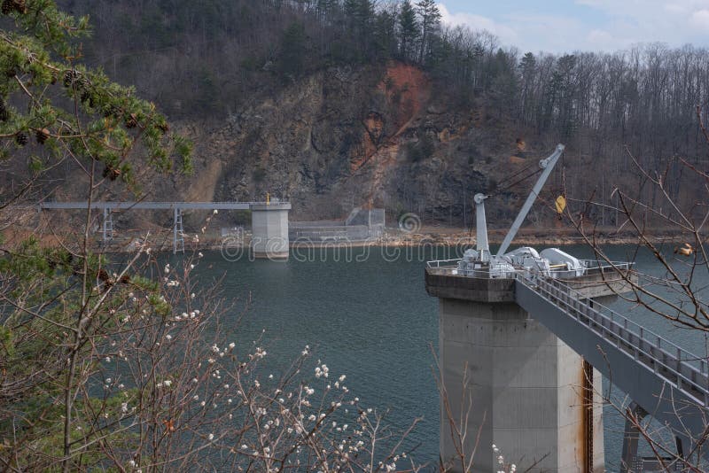 Hydroelectric Facility Intake Gate Tower at Watauga Dam. Stock Photo ...