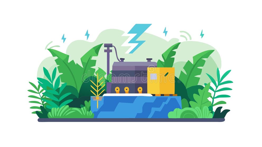Hydroelectric Power Generation. Clean Energy Solution. Vector Design ...