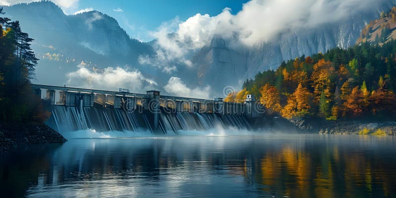 Hydroelectric Power Generation at a Large Dam. Concept Renewable Energy ...