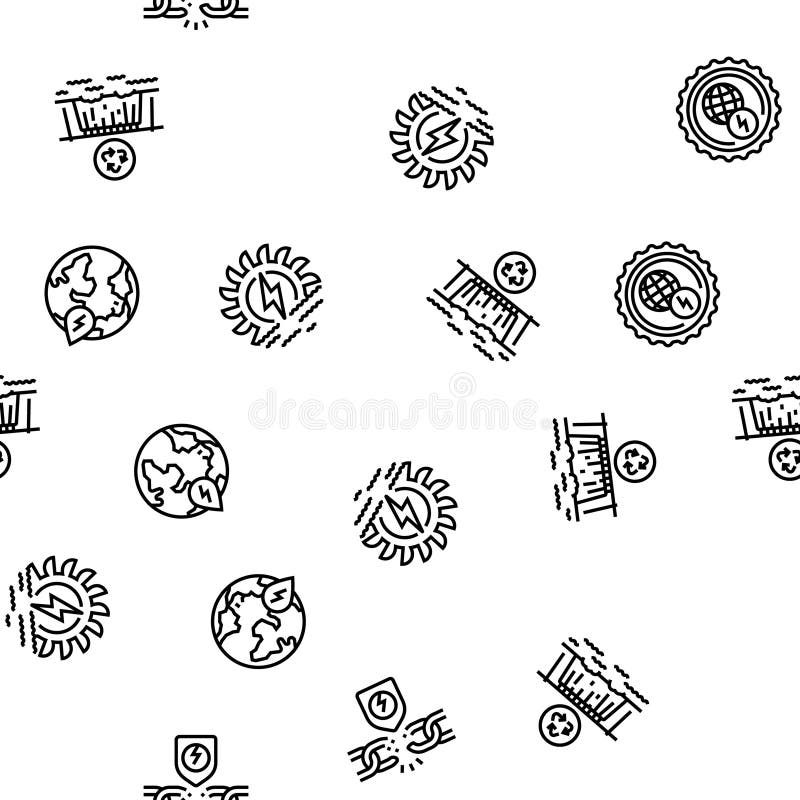 Hydroelectric Power Plant Energy Seamless Pattern Vector Stock ...