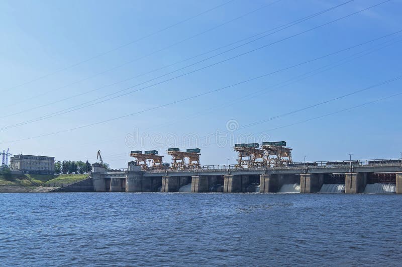 The Hydroelectric Power Station on the River in Summer Time Stock Image ...