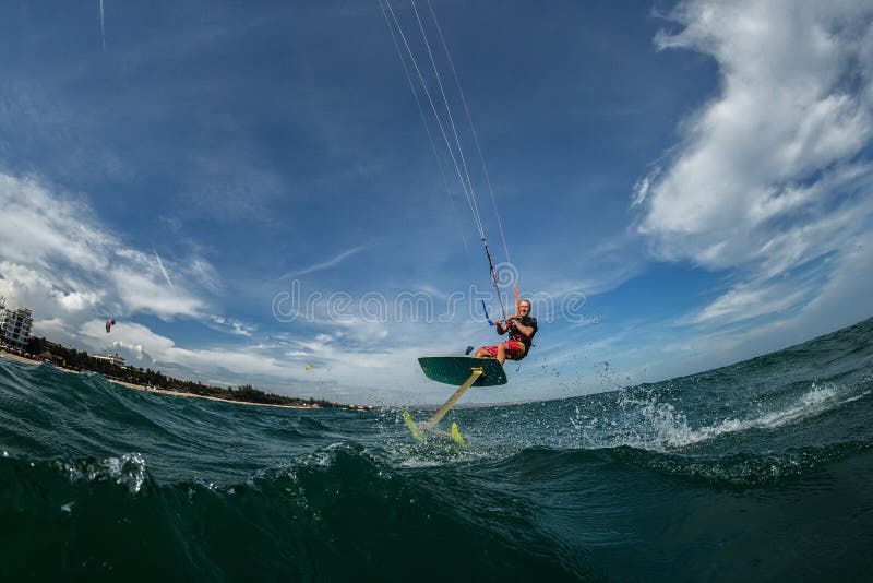 Hydrofoilkite stock photo. Image of barrel, boarding - 91968510