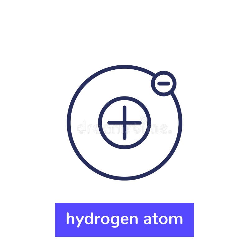 Hydrogen Atom Line Icon on White Stock Vector - Illustration of ...