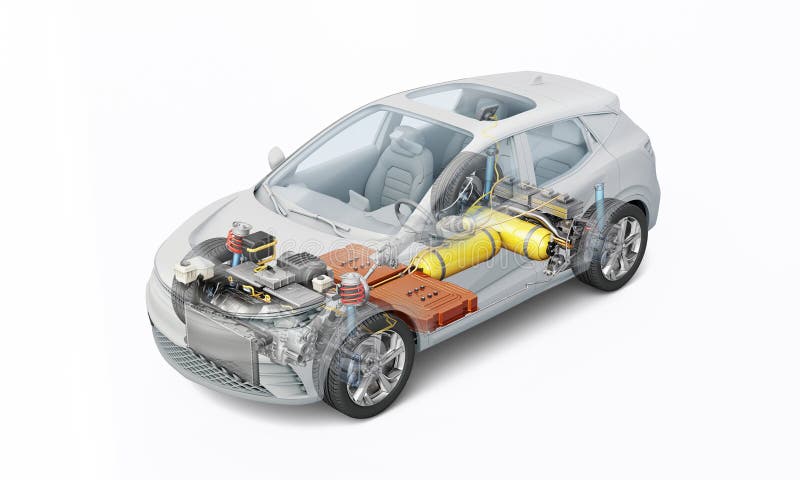 Hydrogen Car Technical Cutaway 3D Rendering Stock Illustration ...