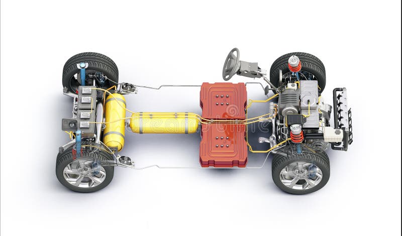 Hydrogen Car Technical Under Carriage 3D Rendering Stock Illustration ...