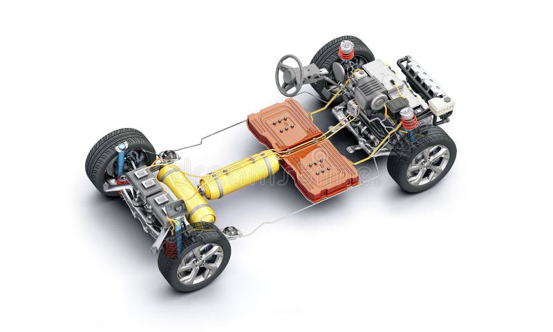 Hydrogen Car Technical Under Carriage 3D Rendering Stock Illustration ...