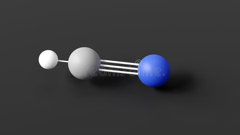 Hydrogen Cyanide Molecular Structure, Prussic Acid, Ball and Stick 3d ...