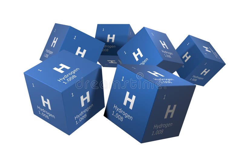 Hydrogen, 3D Rendering of Symbols of the Elements of the Periodic Table ...