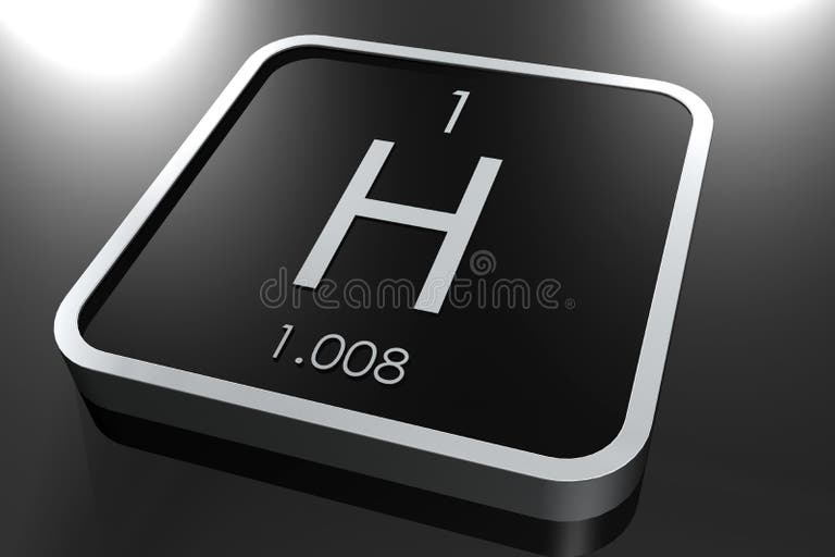 Hydrogen Element from Periodic Table on Black Square Block Stock ...