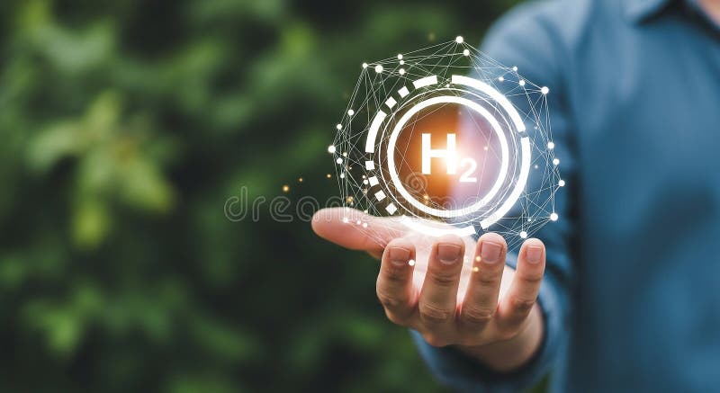 Hydrogen Energy Concept Hand Holding H2 Molecule Renewable Fuel Source ...