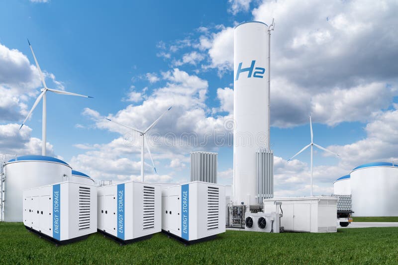 Hydrogen Factory with Energy Storage Concept. Green Hydrogen Production ...