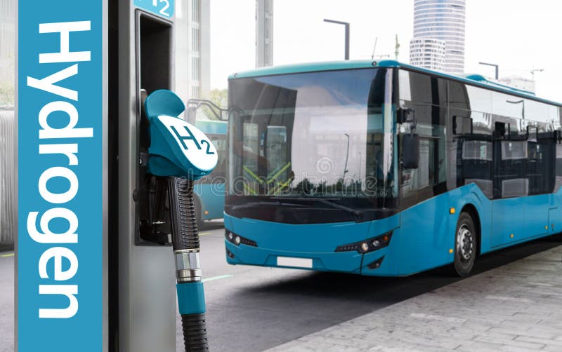 A Hydrogen Fuel Cell Bus with Filling Station Stock Photo - Image of ...