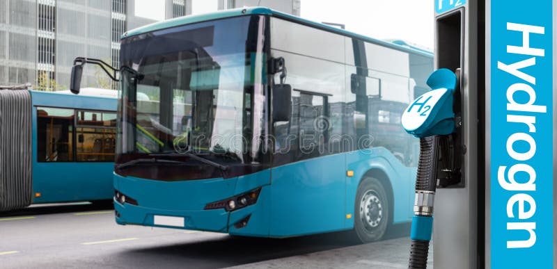 A Hydrogen Fuel Cell Bus with Filling Station Stock Photo - Image of ...