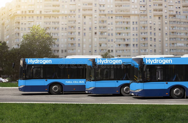 A hydrogen fuel cell buses stock image. Image of public - 213949045