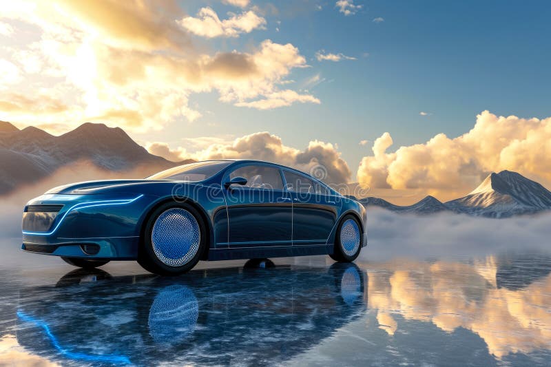 Hydrogen Fuel Cell Car Emitting only Water Vapor Stock Illustration ...