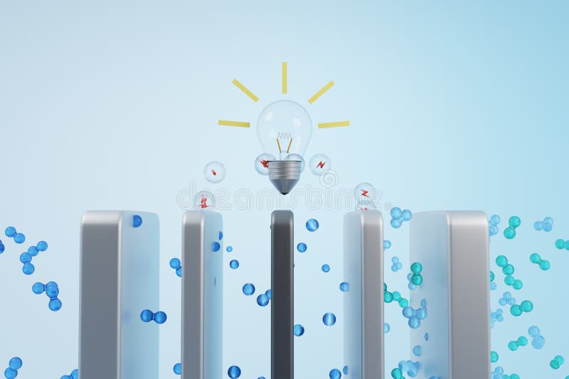 Hydrogen Fuel Cell Engine on Blue Background Stock Illustration ...