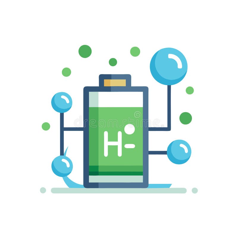 Hydrogen Fuel Cell Illustration: Clean Energy Technology and Molecular ...