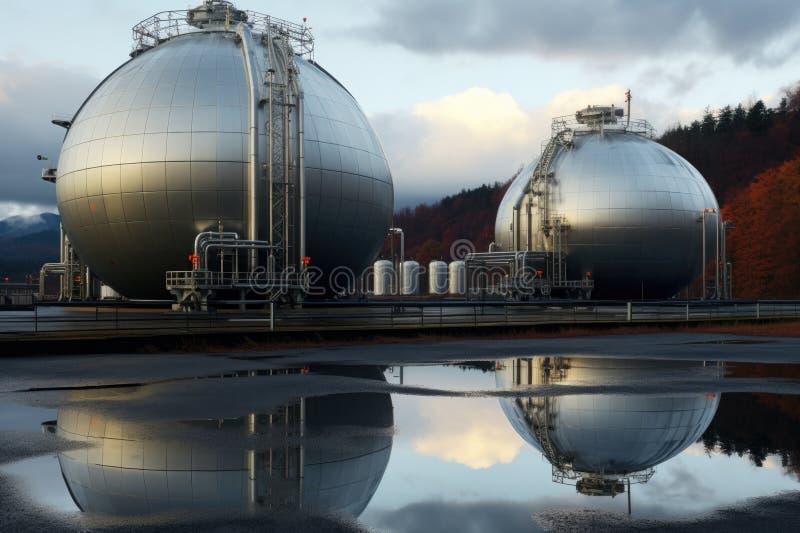 Hydrogen Gas Storage Tanks in Industrial Setting Stock Illustration ...