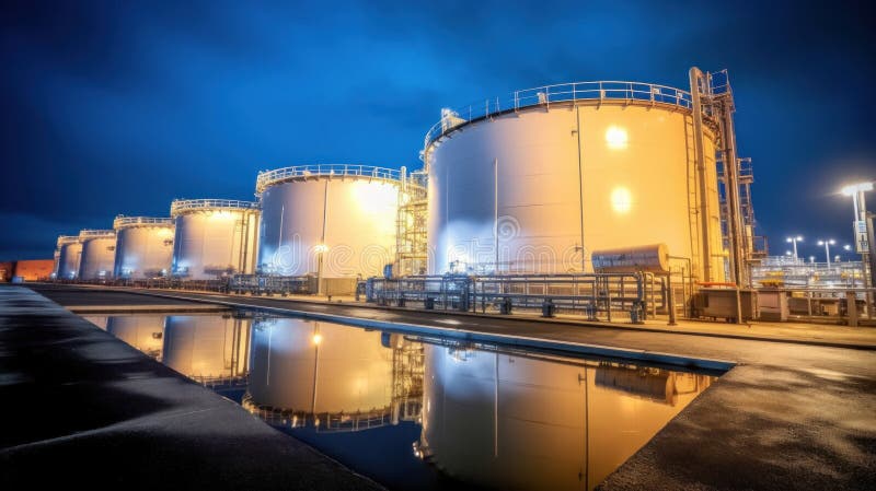 Hydrogen Gas Storage Tanks in Plant Stock Illustration - Illustration ...