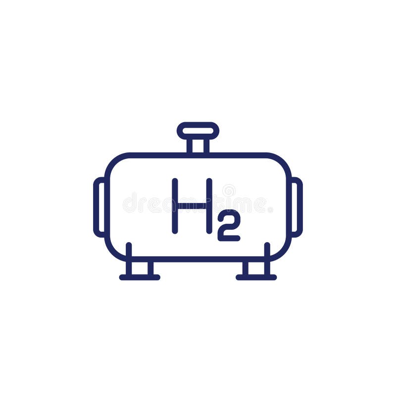Hydrogen Gas Tank Line Icon on White Stock Vector - Illustration of ...