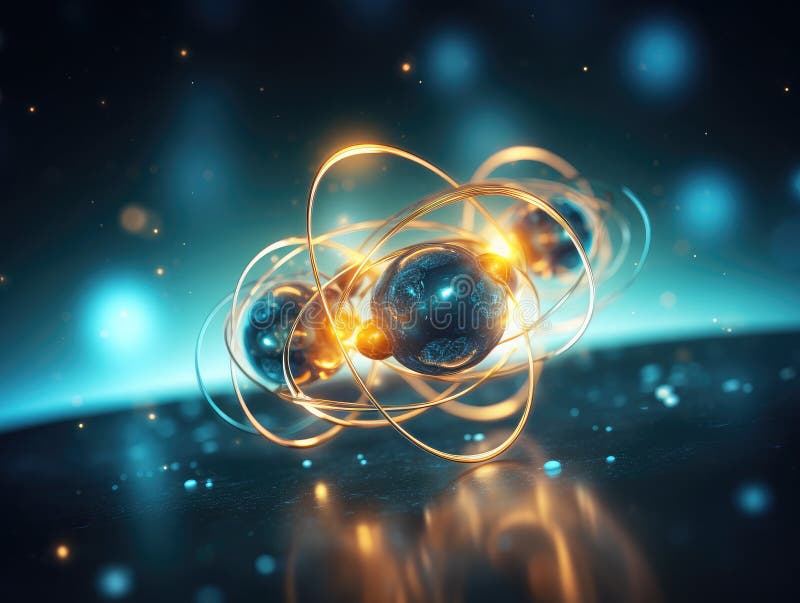 Hydrogen and Helium Atoms 3D Rendering Stock Illustration ...
