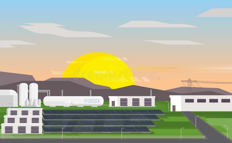 Hydrogen Microgrid with Solar Cell in Isometric Graphic Stock Vector ...