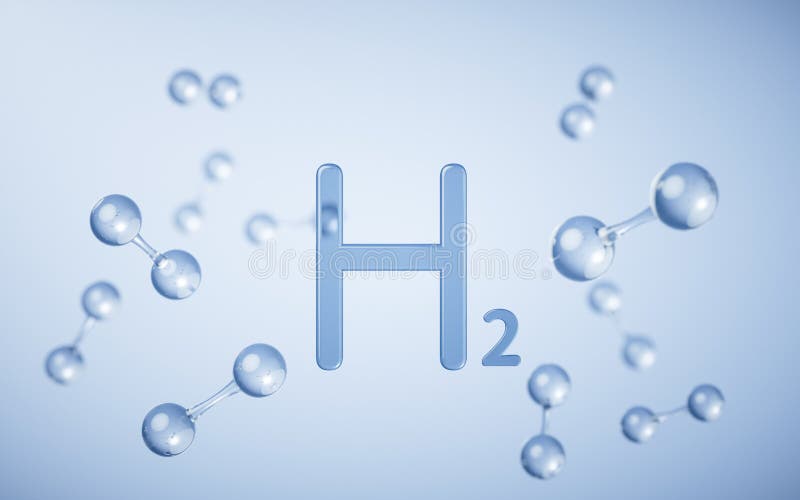 Hydrogen and Molecules, 3d Rendering Stock Illustration - Illustration ...