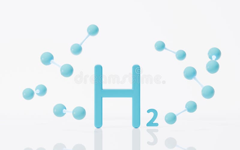 Hydrogen and Molecules, 3d Rendering Stock Illustration - Illustration ...